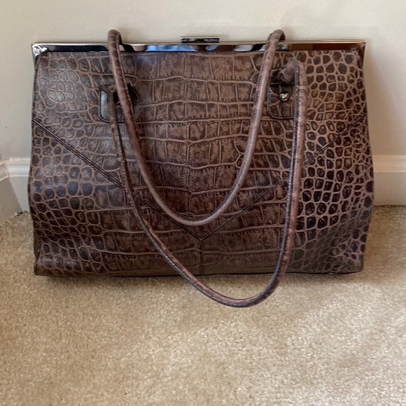 Via Spiga | Bags | Via Spiga Brown Crocodile Leather Purse | Poshmark
